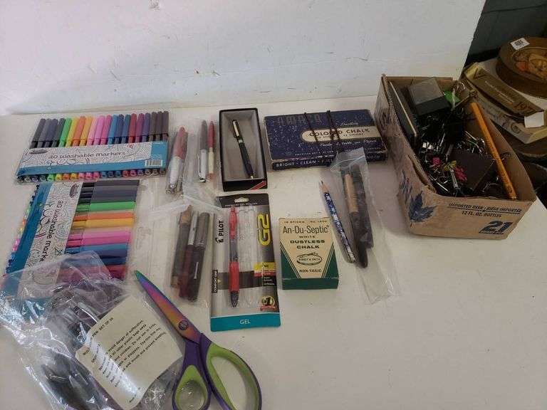 Assorted Office Supplies Lot With Pens and Clips - Trice Auctions