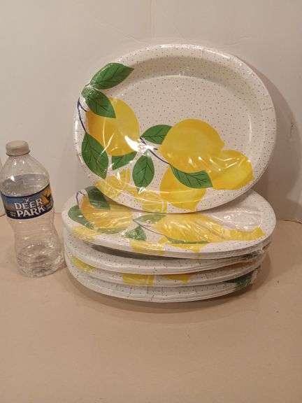 NEW true living Lemon Themed Oval Plates (8 each/5 count) - Trice Auctions