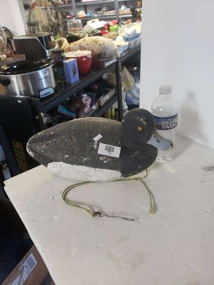 Vintage Wooden Duck Decoy with Weighted Bottom - Trice Auctions