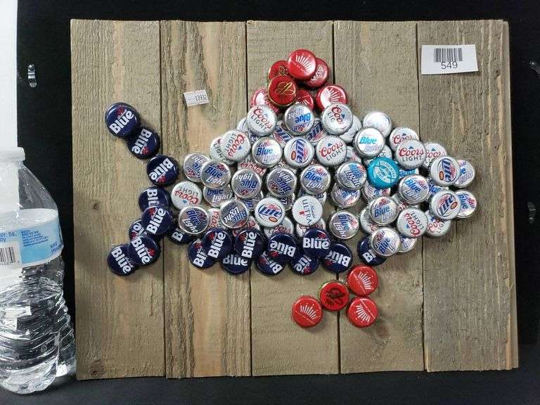 Rustic Bottle Cap Art Display - Trice Auctions