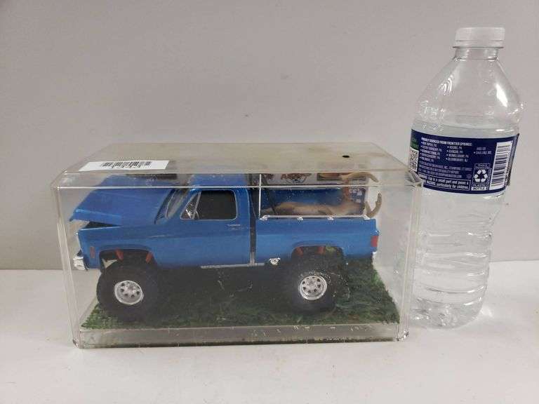 Blue 4×4 Pickup Truck Model in Display Case with Deer Figure - Trice ...