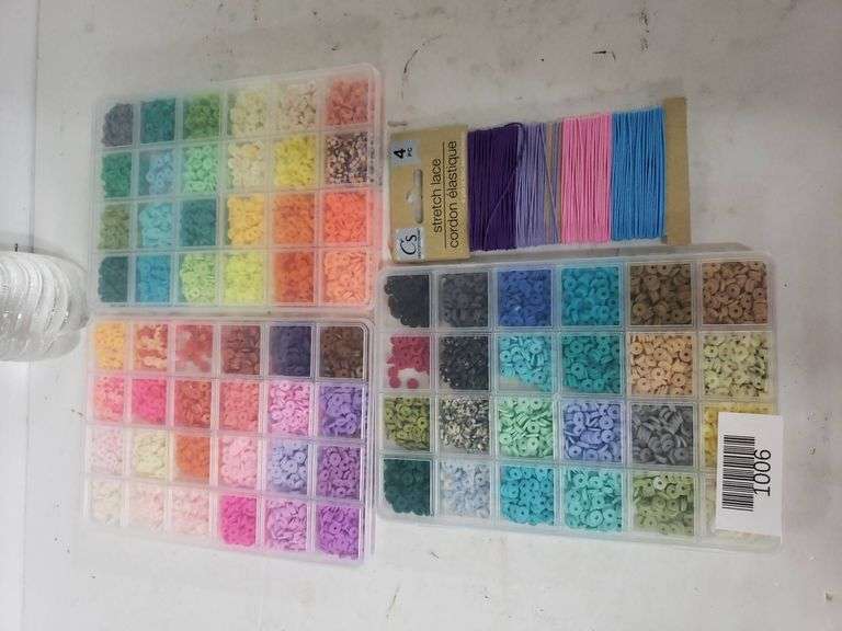 Bead Storage Containers with Assorted Color Beads and Stretch Lace ...