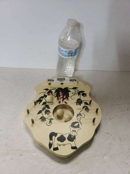 Hand-Painted Floral and Cow-Themed String Instrument - Trice Auctions