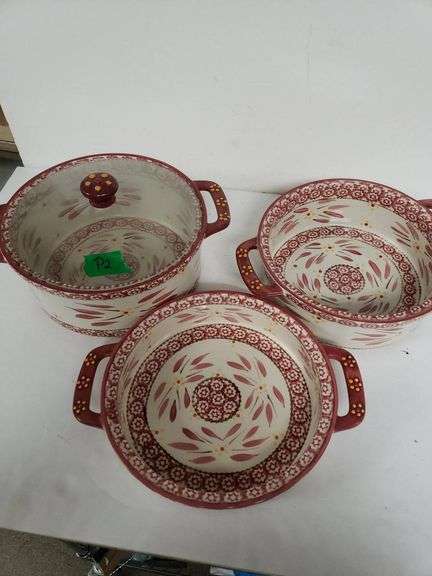 Temptations Ovenware Set with Floral Pattern and Handles - Trice Auctions