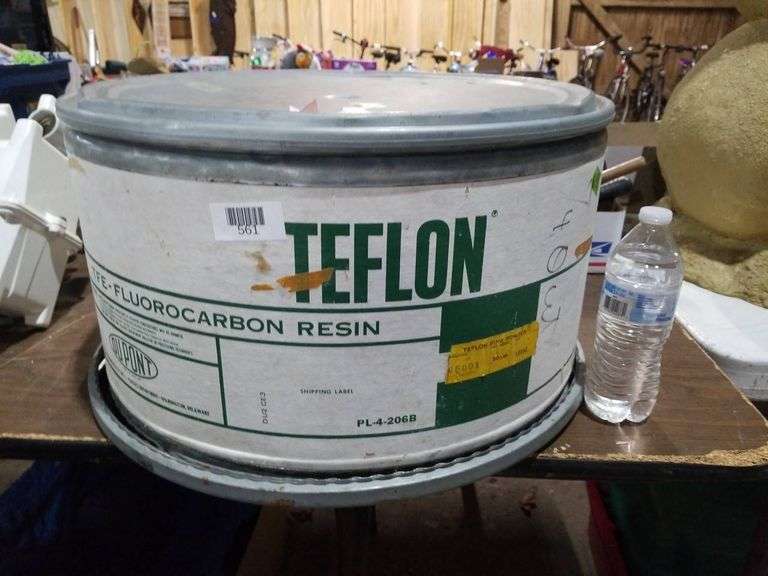 Empty DuPont Teflon TFE Fluorocarbon Resin Metal Container - Trice Auctions