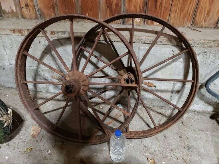 Metal Spoked Wheels with Approximate 24-Inch Diameter - Trice Auctions