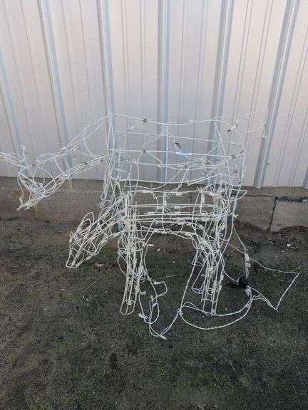 White Wire Frame Deer-Shaped Decorative Light Structure - Trice Auctions