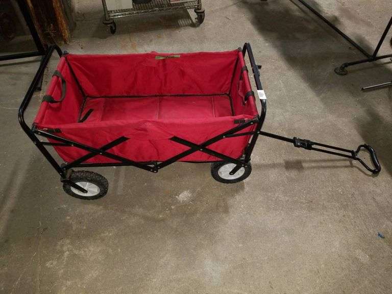 Collapsible Red Utility Wagon with Pull Handle and Mesh Pockets - Trice ...