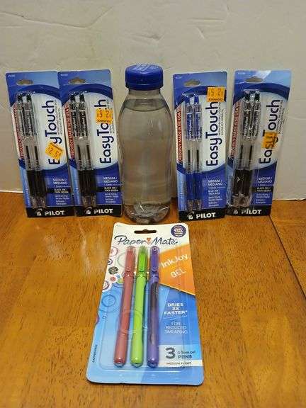 4 NEW Easy Touch Pilot Pens Black Blue 1 NEW Paper Mate Ink Joy Gel ...