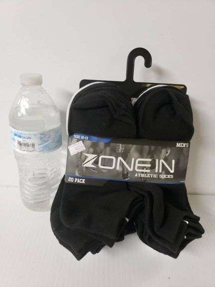 Zone In Men’s Athletic Socks 20-Pack, Size 10-13 - Trice Auctions
