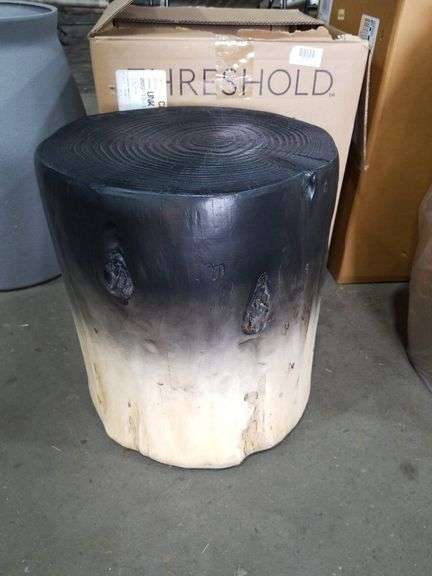 Black and Natural-Gradient Round Stump Accent Table by Threshold ...