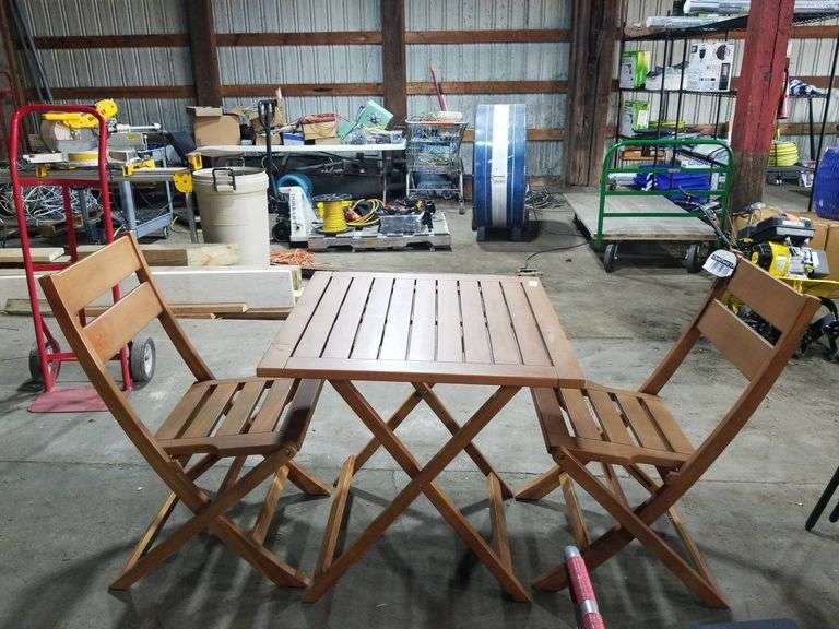 Threshold Ferron Mahogany Folding Patio Table Set With 2 Chairs - Trice ...