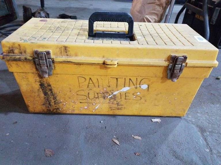 Yellow Plastic Tool Box With Assorted Contents - Trice Auctions