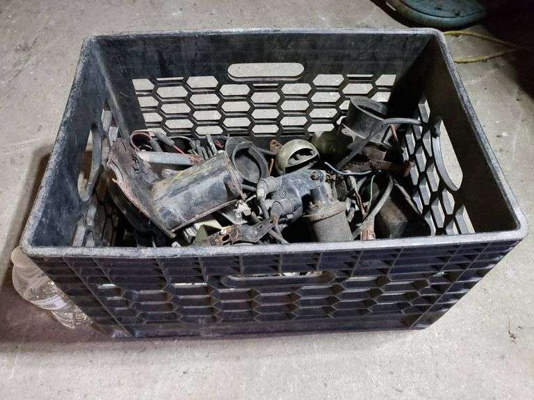 Collection of Various Automotive Parts in Storage Crate - Trice Auctions