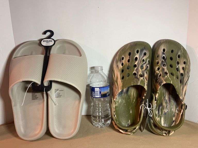 NEW Men’s Sliders & Croc Like Camo Sliders Size 10/11 - Trice Auctions
