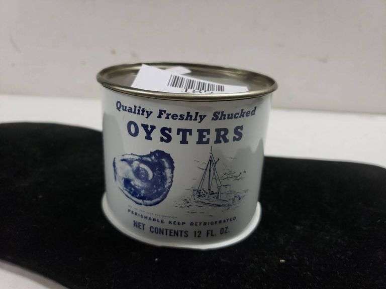 12 oz Can of Empty Oyster Packaging with Printed Label - Trice Auctions