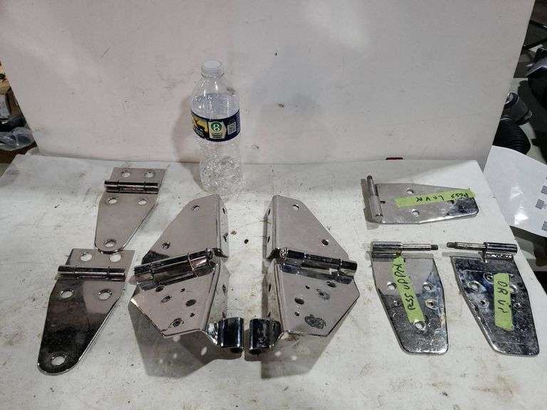Set of Chrome Hinges with Mounting Holes - Trice Auctions