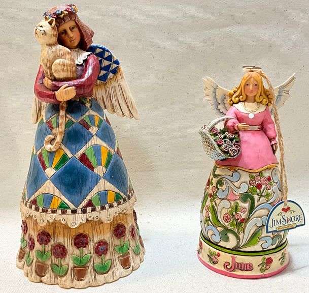 Jim Shore Angel w/Tabby Cat, June Birthday Angel w/ Roses - Trice Auctions