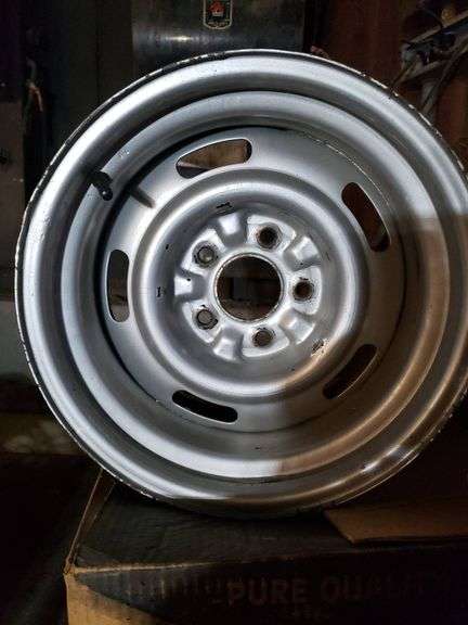 3 Steel Rally Car Rims with Measurement Details - Trice Auctions