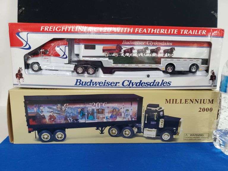 2 Tractor Trailers in Original Boxes Featuring Budweiser Clyde and ...