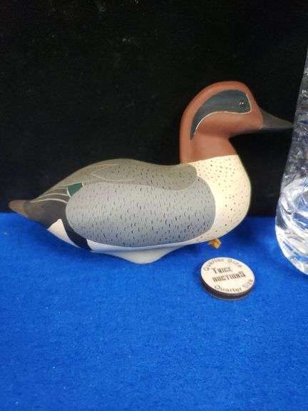 Miniature Duck Decoy With Painted Details - Trice Auctions