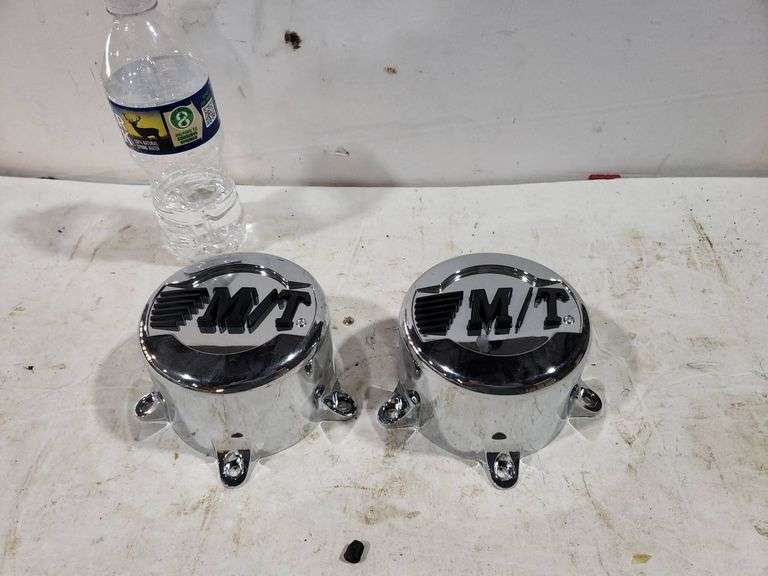 Pair of M/T Chrome Wheel Center Caps with Logo - Trice Auctions