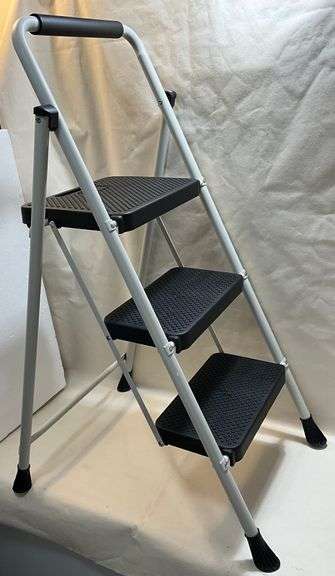 Folding Triple Step Stool, 41” overall, 27.5” to top step, like new - Trice Auctions
