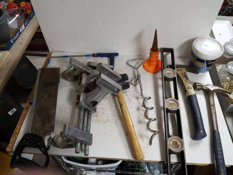Collection of Assorted Hand Tools Including Clamps, Hammers, and Levels ...