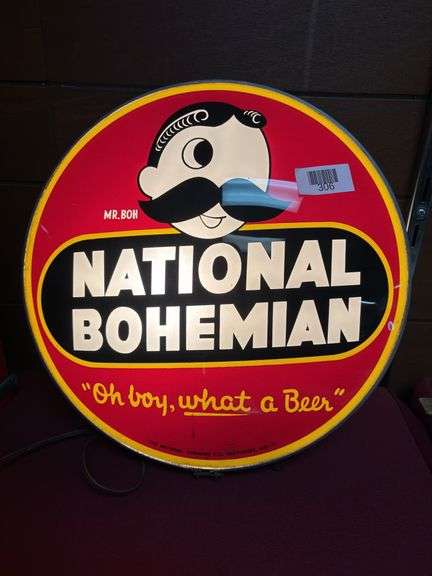 National Bohemian Illuminated Beer Sign with Mr. Boh Character - Works ...