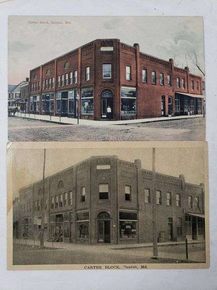 Lot of 2 Carter Block Postcards Featuring Denton, Maryland Architecture ...