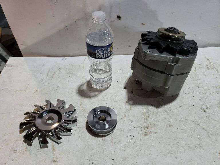 Delco-Remy Alternator with Chrome Components and Pulley - Trice Auctions