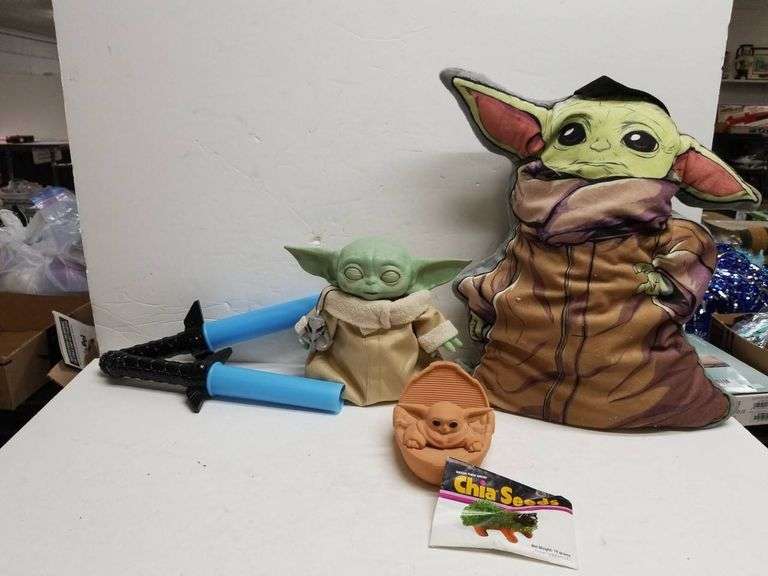 Collection of Baby Yoda Themed Items With Chia Set - Trice Auctions