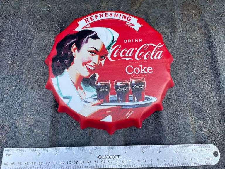 Coca-Cola Wall Hanging Metal Bottle Cap - Trice Auctions