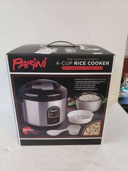Parini One-Touch Automatic 4-Cup Rice Cooker with Steam Tray - Trice ...