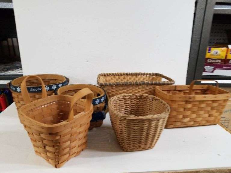 Set of Six Woven Baskets with Assorted Designs and Sizes - Trice Auctions