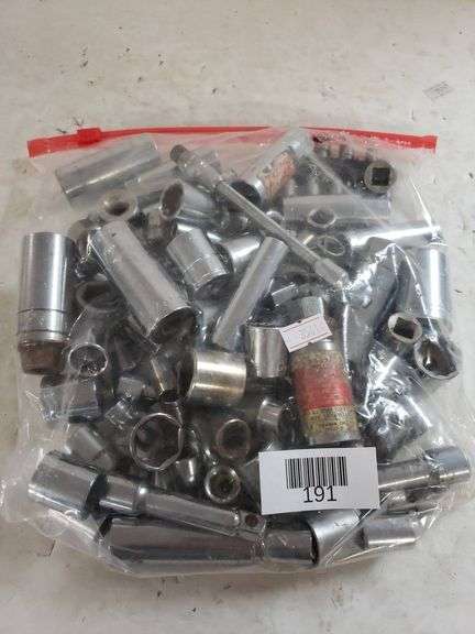 Assorted Metal Socket Wrenches and Accessories in Plastic Bag - Trice Auctions