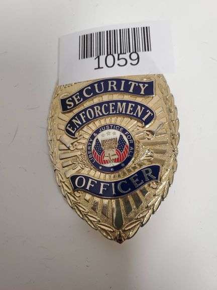 Gold-Tone Security Enforcement Officer Badge With Pin Back - Trice Auctions