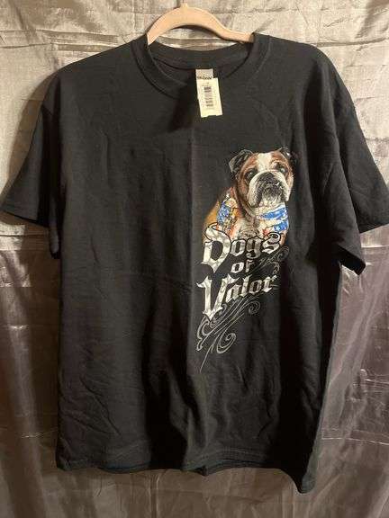 NEW Dogs Of Valor Bulldog T-shirt Size Large - Trice Auctions