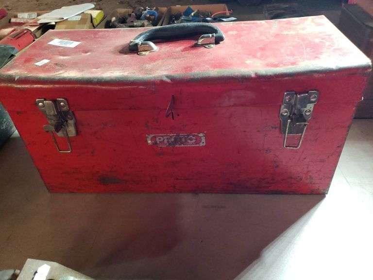 Proto Professional Tools Red Metal Toolbox With Contents - Trice Auctions