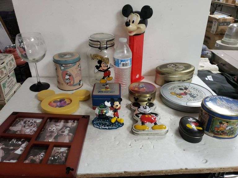 Assorted Disney Mickey Mouse Collectibles Including Tins, Figurines ...