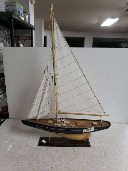 Decorative Sailboat Model with Mast and Sails on Display Base - Trice ...