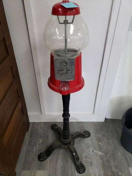 Red Carousel Gumball Machine With Cast Stand - Trice Auctions