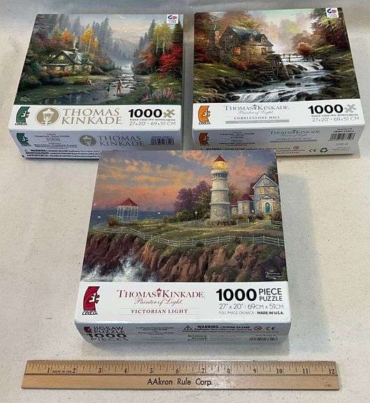 New Thomas Kinkade 1000 pc. Puzzles, sealed boxes - Trice Auctions