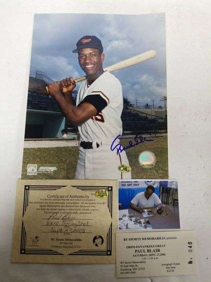 Autographed Paul Blair Photograph With Certificate of Authenticity ...