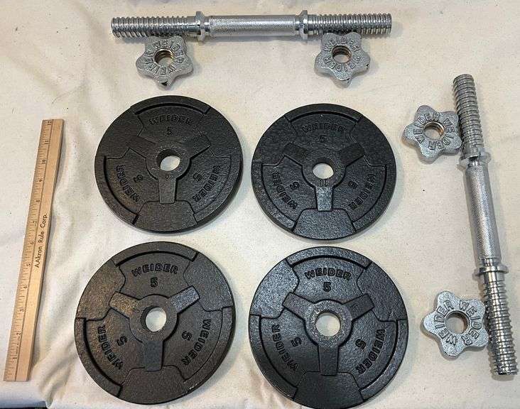 Weider Cast Iron Hand Weight / Dumbbell Set - Trice Auctions