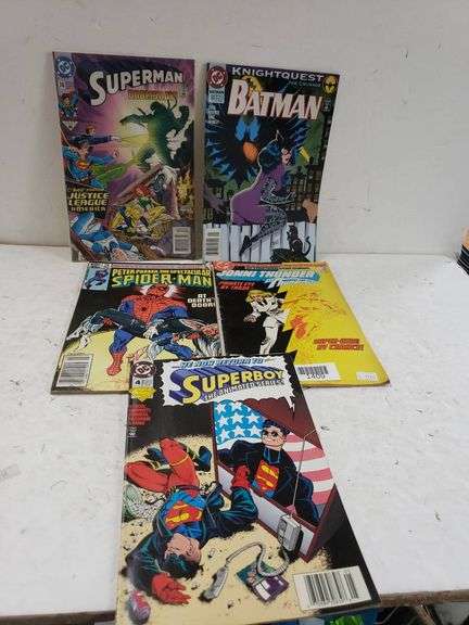Set of 5 Comic Books Featuring Superman, Batman, Spider-Man, Jonni ...