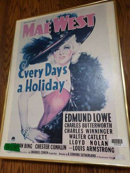 Framed Mae West ‘Every Day’s a Holiday’ Movie Poster, 18 x 24 Inches ...