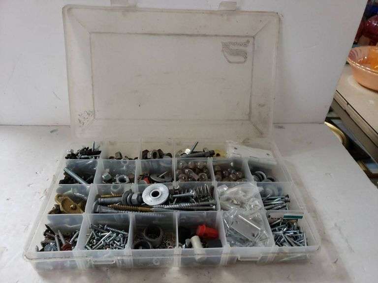 Plastic Organizer with Assorted Screws, Bolts, and Hardware - Trice Auctions
