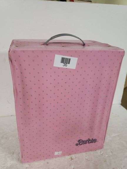 Pink Barbie Carrying Case with Metal Handle and Front Locking Mechanism ...