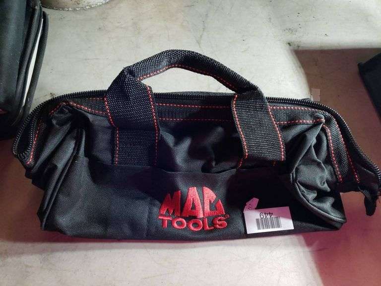 New Mac Tools Black Tool Bag with Red Stitching and Logo - Trice Auctions